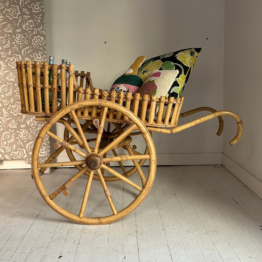 Vintage Wheeled Bamboo Bar Cart – Madcap Cottage