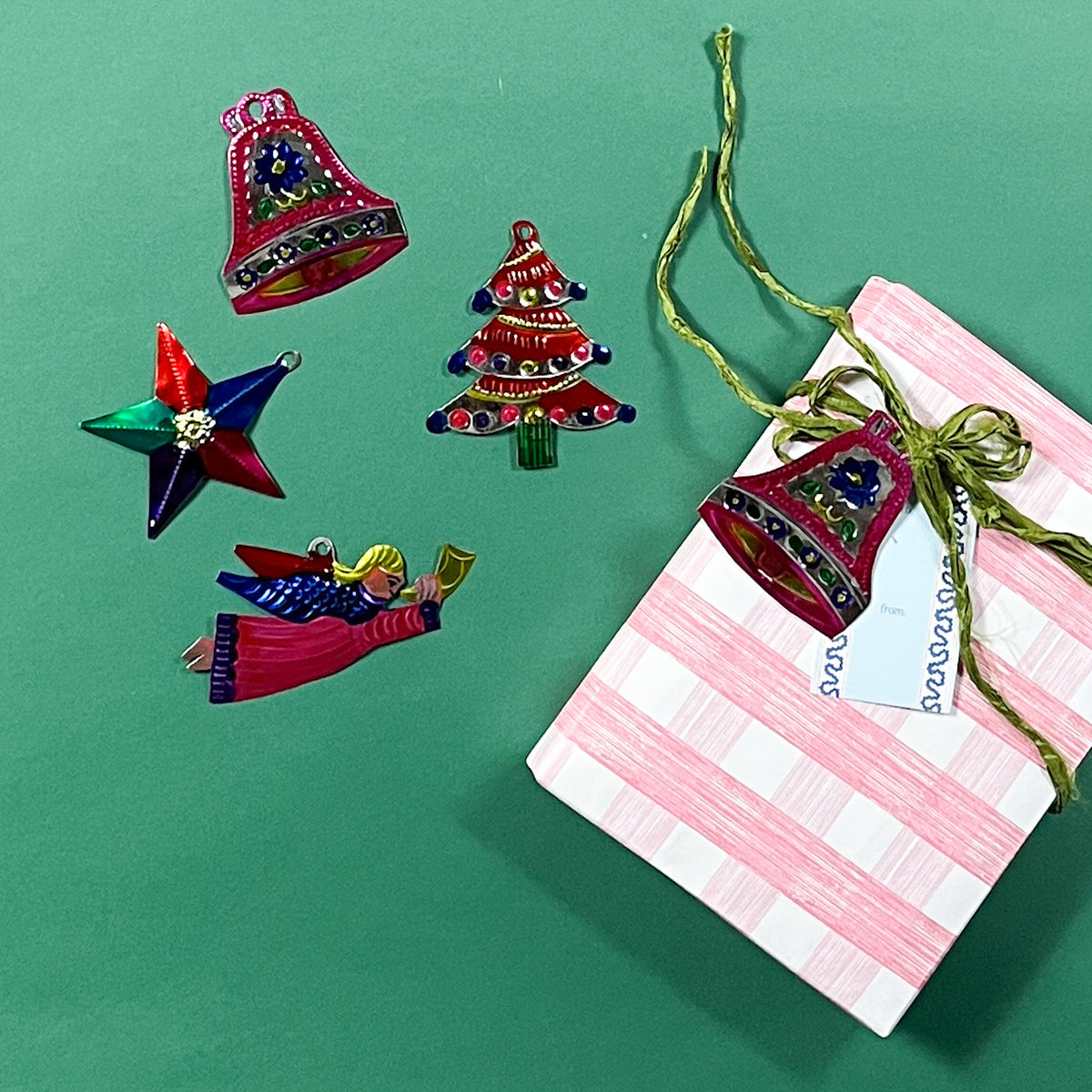 Colorful Hammered Tin Christmas Gift Embellishments, Set of 4 – Madcap ...