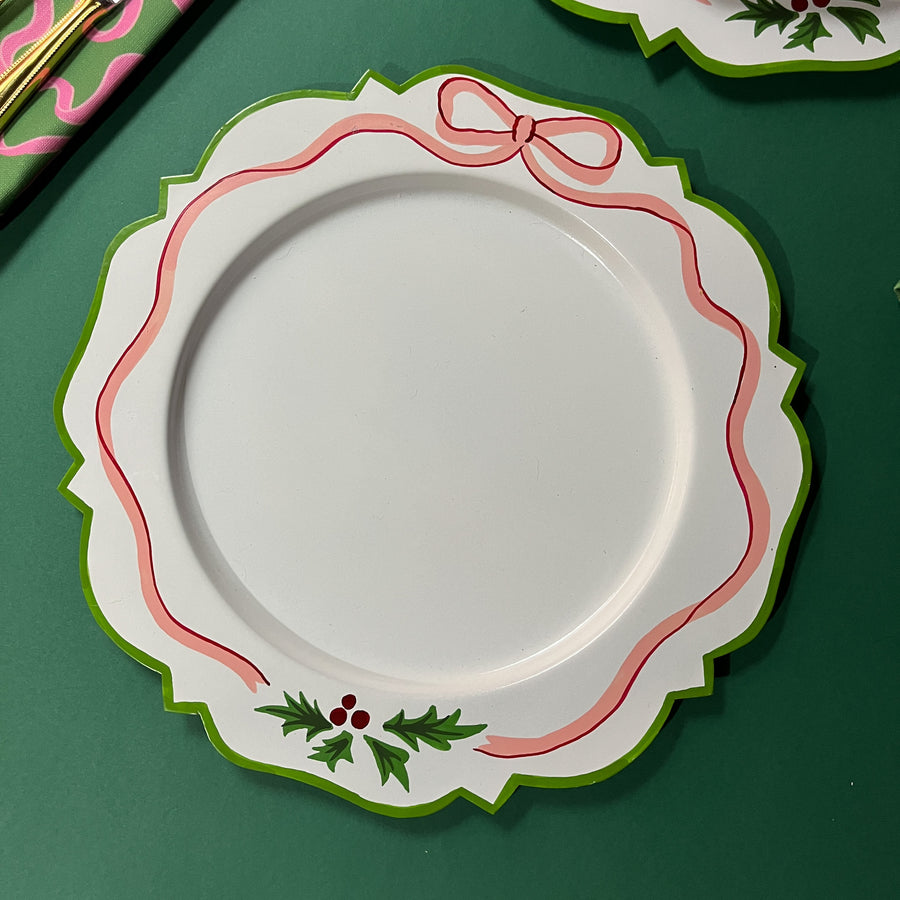 Ribbons and Holly Tole Metal Hand-Painted Chargers, Set of 2. – Madcap ...